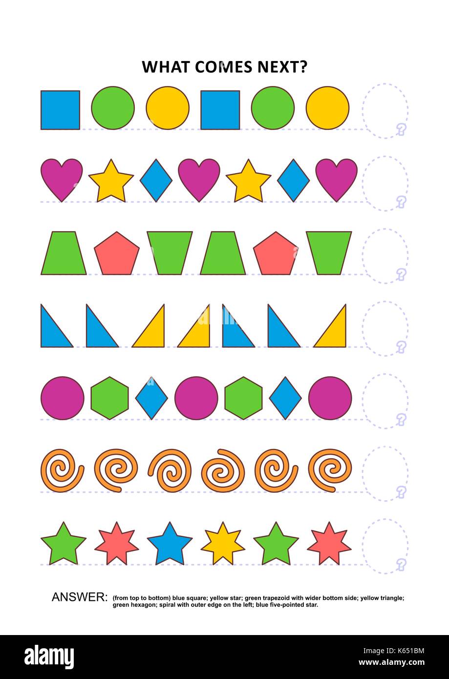 Shapes and colors themed educational logic game training sequential pattern recognition skills ...