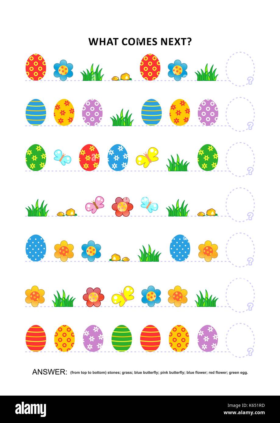 Easter themed educational logic game training sequential pattern ...