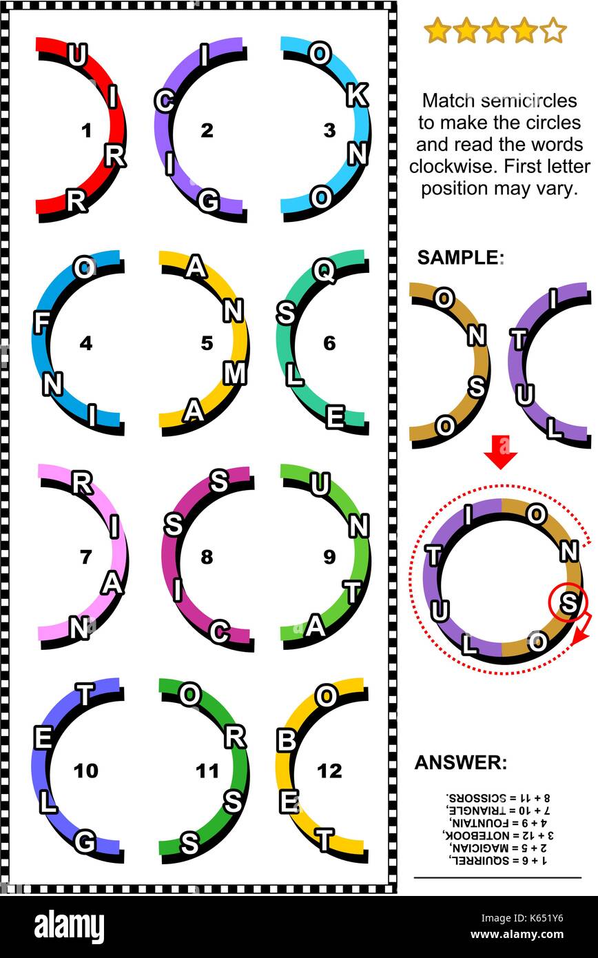 IQ training abstract visual word puzzle (English language): Match ...