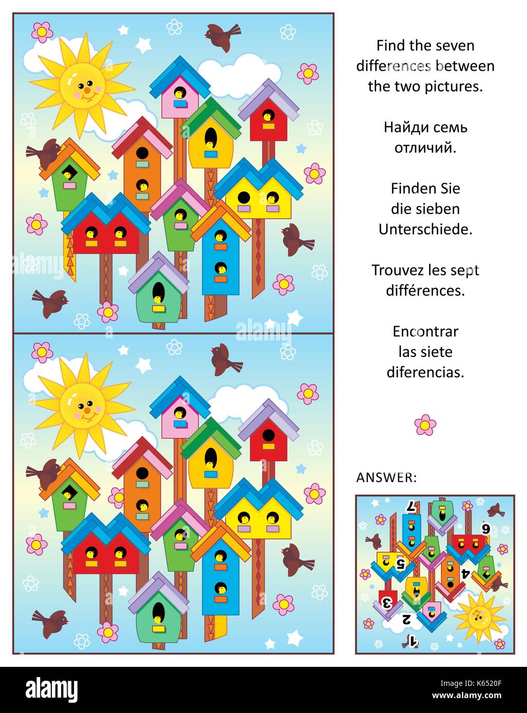 Spot the difference puzzle spring hi-res stock photography and images ...