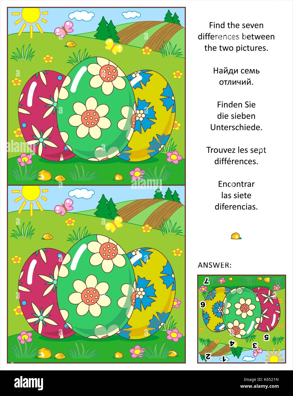 Visual puzzle: Find the seven differences between the two pictures with ...