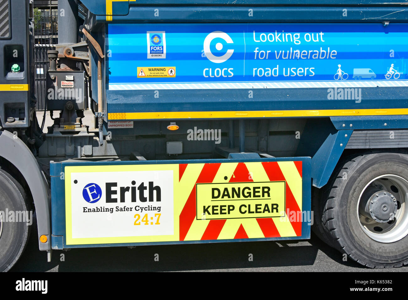 Tipper lorry truck Erith business promoting CLOCS scheme looking out ...