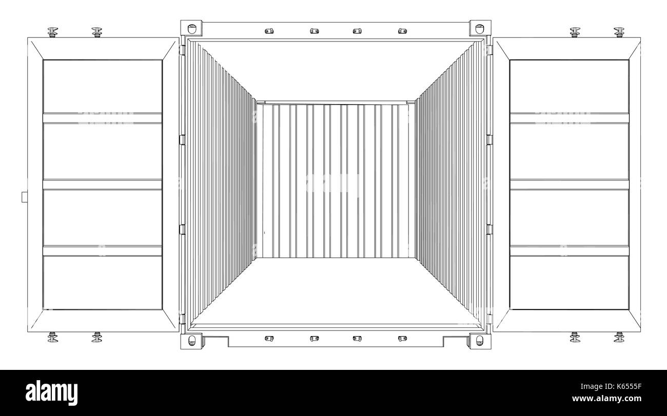 Open Empty Cargo Container. Wire-frame style Stock Vector Image & Art ...