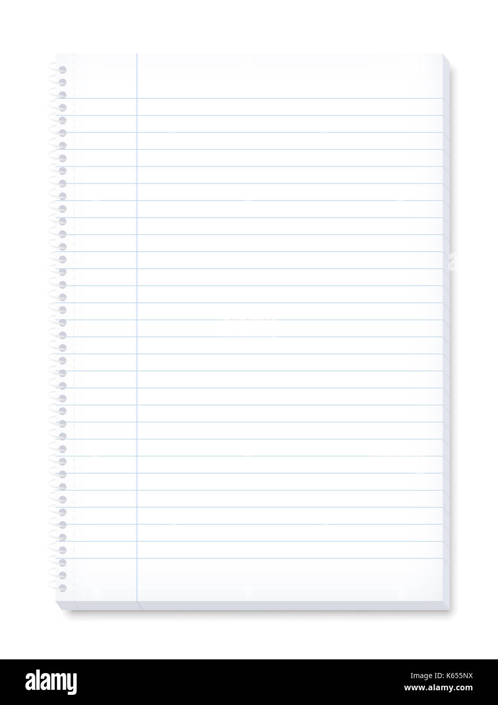 Paper notebook - lined pattern, spiral binding, margin for corrections ...