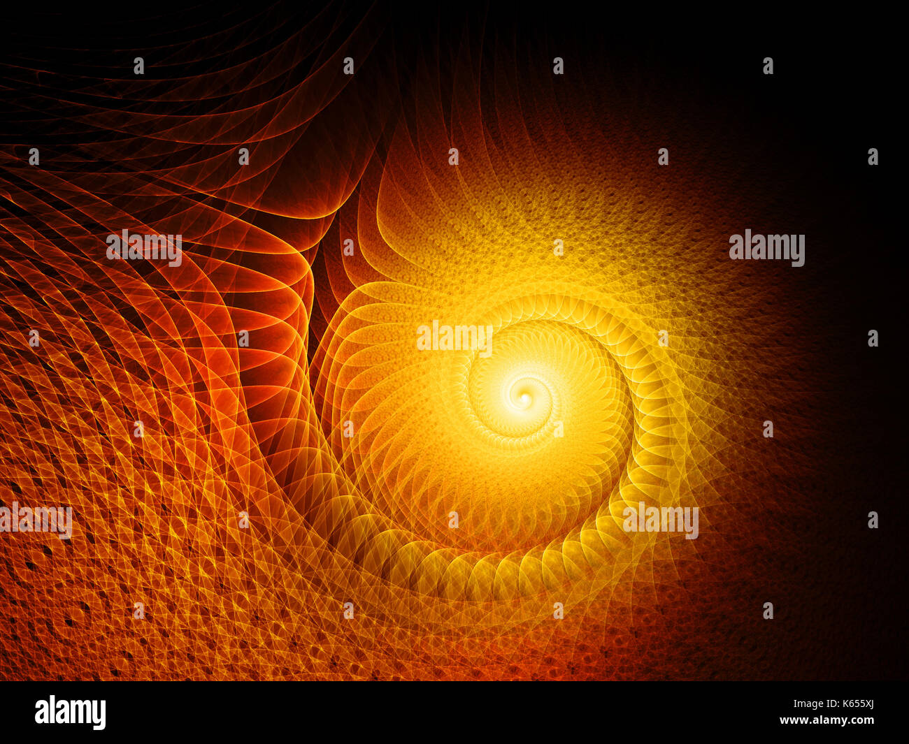 Fiery glowing multidimensional spiral, computer generated abstract ...