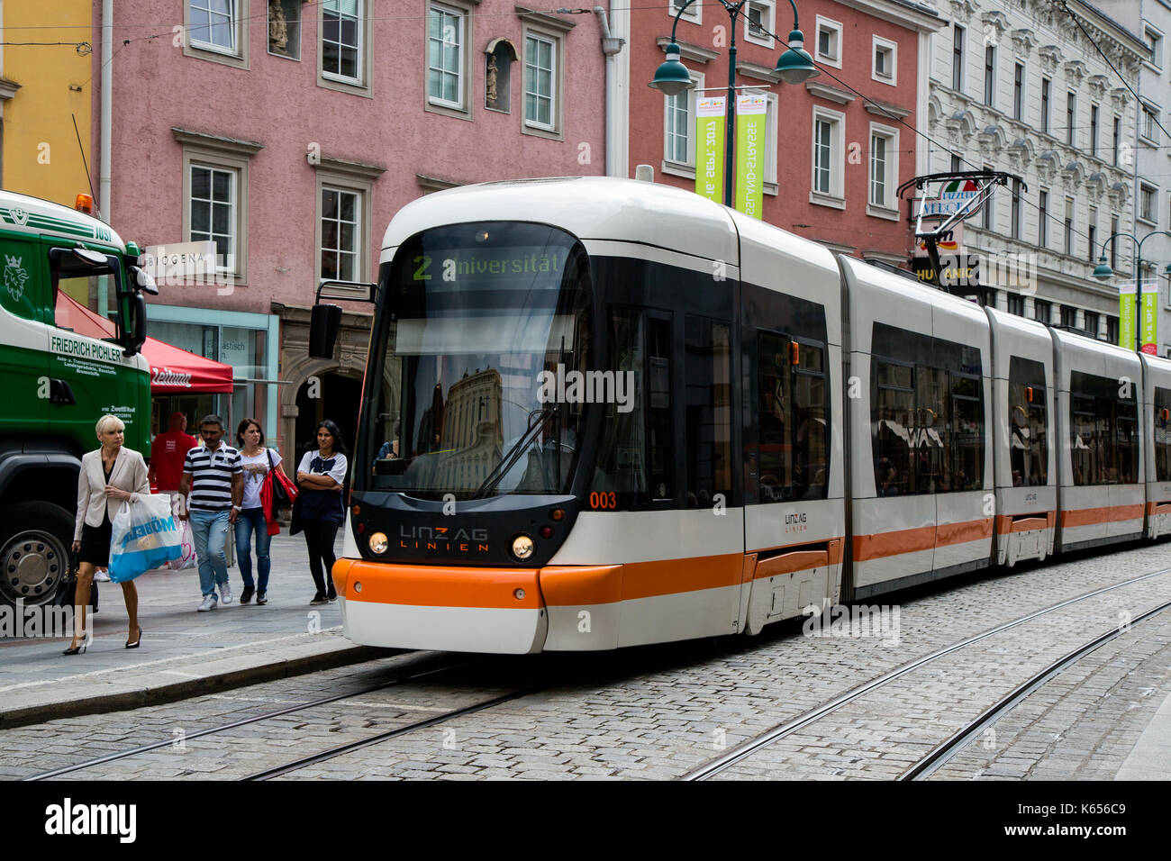 A tram passes through Linz, Czech Republic Stock Photo - Alamy