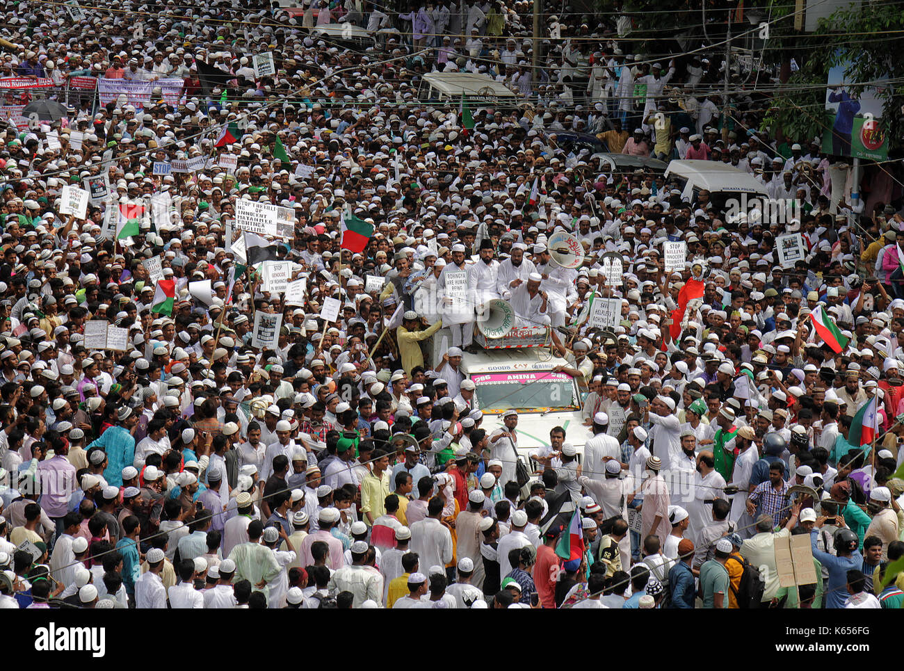 Kolkata, India. 11th Sep, 2017. Indian Muslims during a protest rally ...