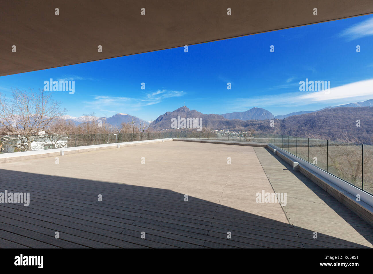 Terrace of a modern apartment, empty Stock Photo - Alamy