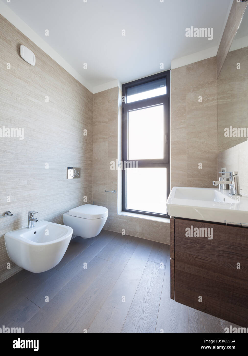 Bathroom of a modern apartment, nobody inside Stock Photo - Alamy