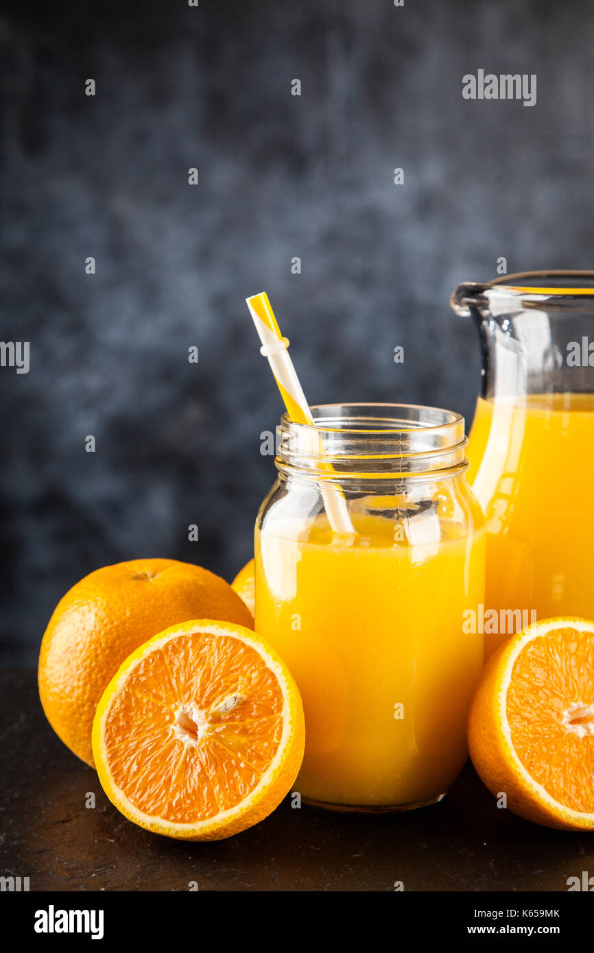 Jar of orange juice Stock Photo - Alamy