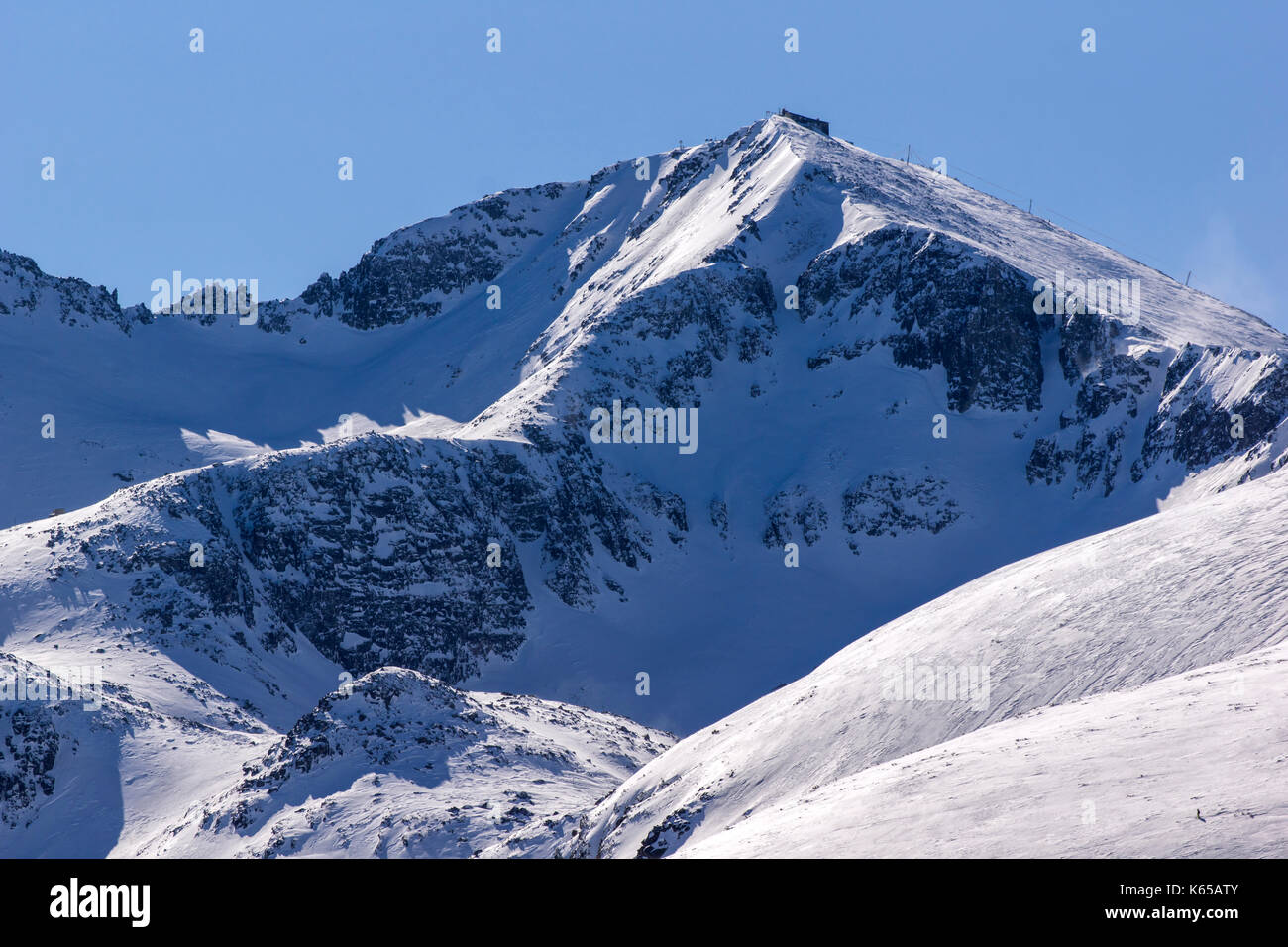 Amazing winter view of Musala peak, Rila Mountain, Bulgaria Stock Photo ...