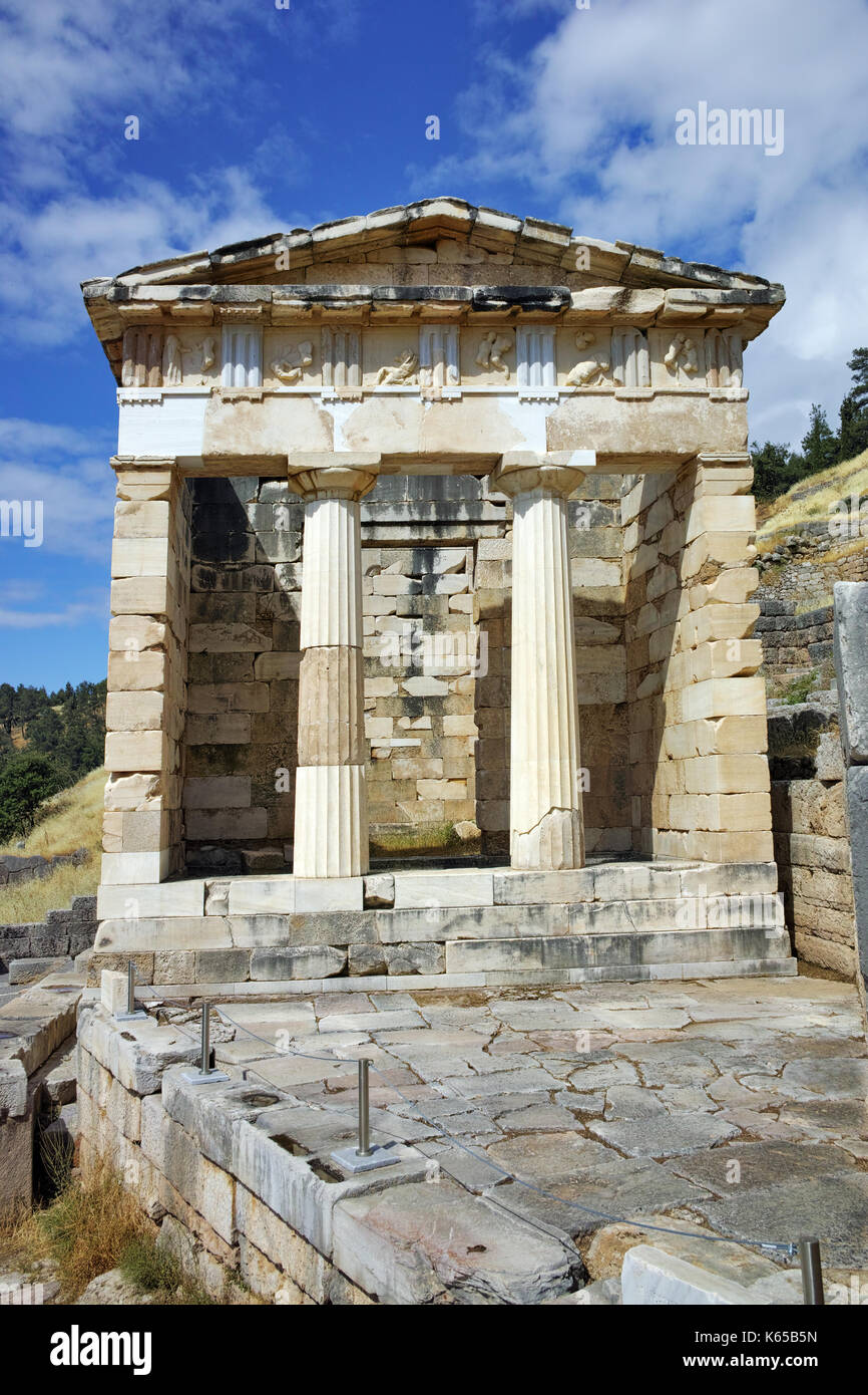 View of the Athenian Treasuryin Ancient Greek archaeological site of ...
