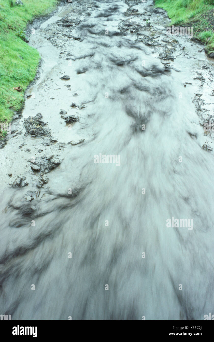River in spate, due to heavy rain storms, Amazonian forest, Ecuador ...