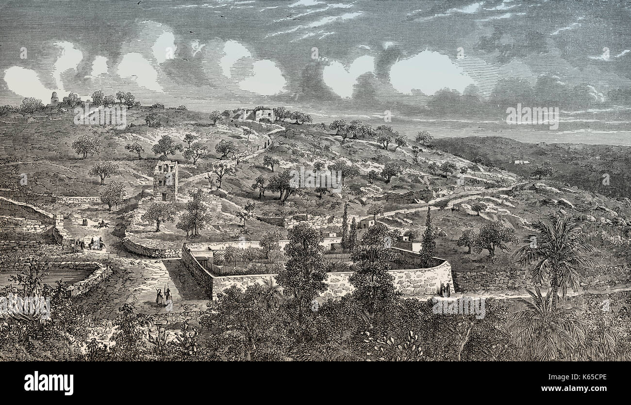 Historical illustration of Calvary or Golgotha, City of Jerusalem ...