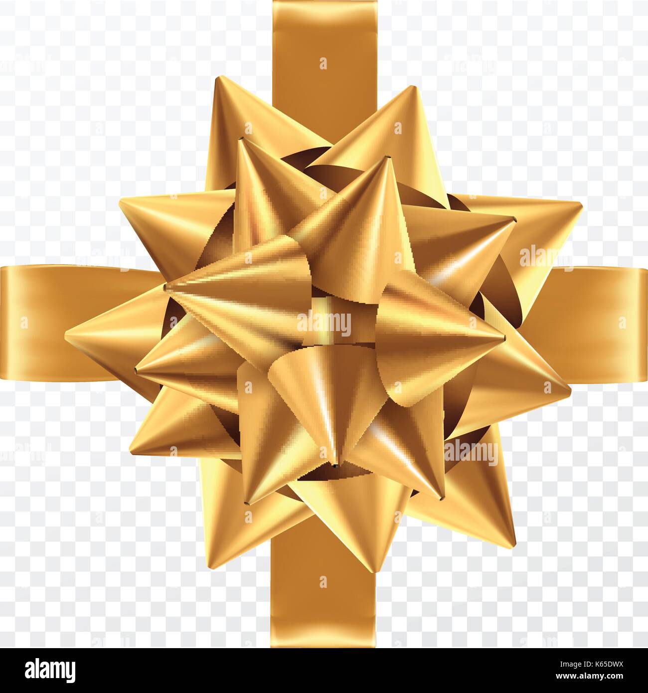 Gold gift bow on a transparent background. Template for postcard, flyer ...