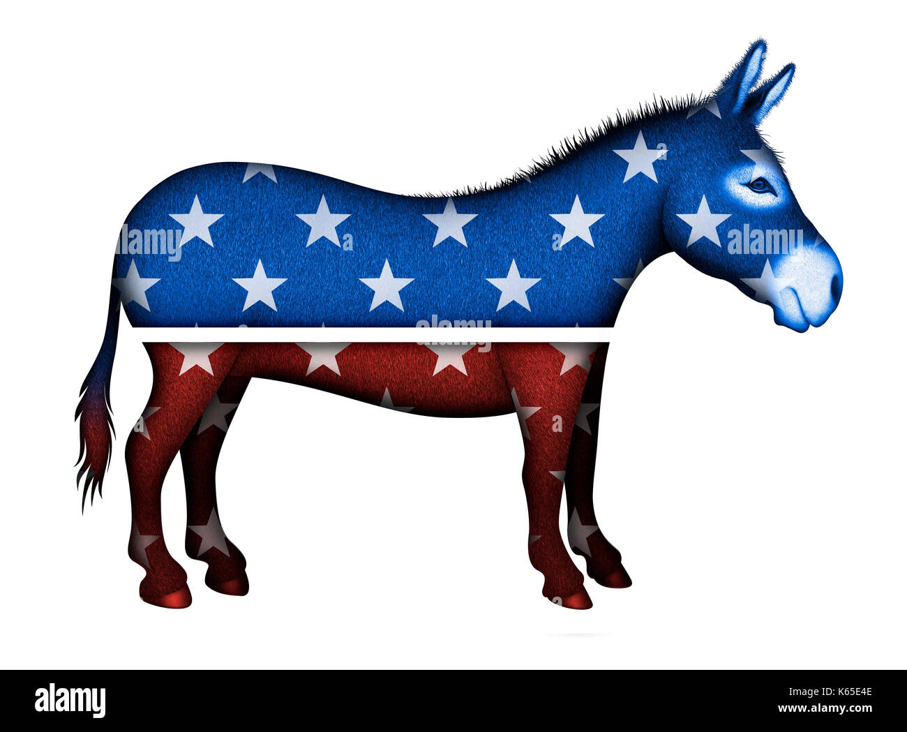 Digital illustration of a donkey as a symbol representing the Democrat ...
