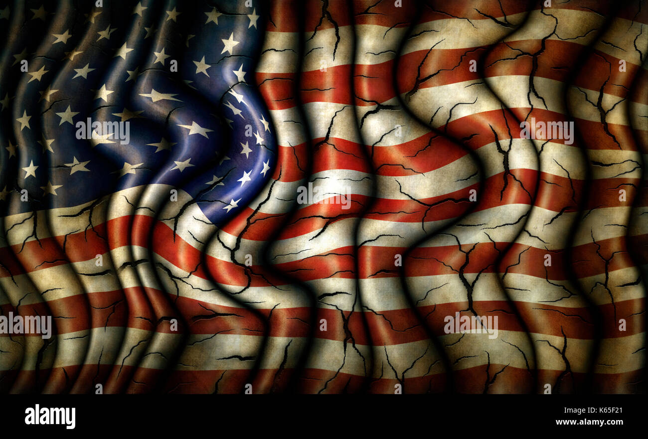 Grungy, cracked, and convoluted flag of the United States Stock Photo ...