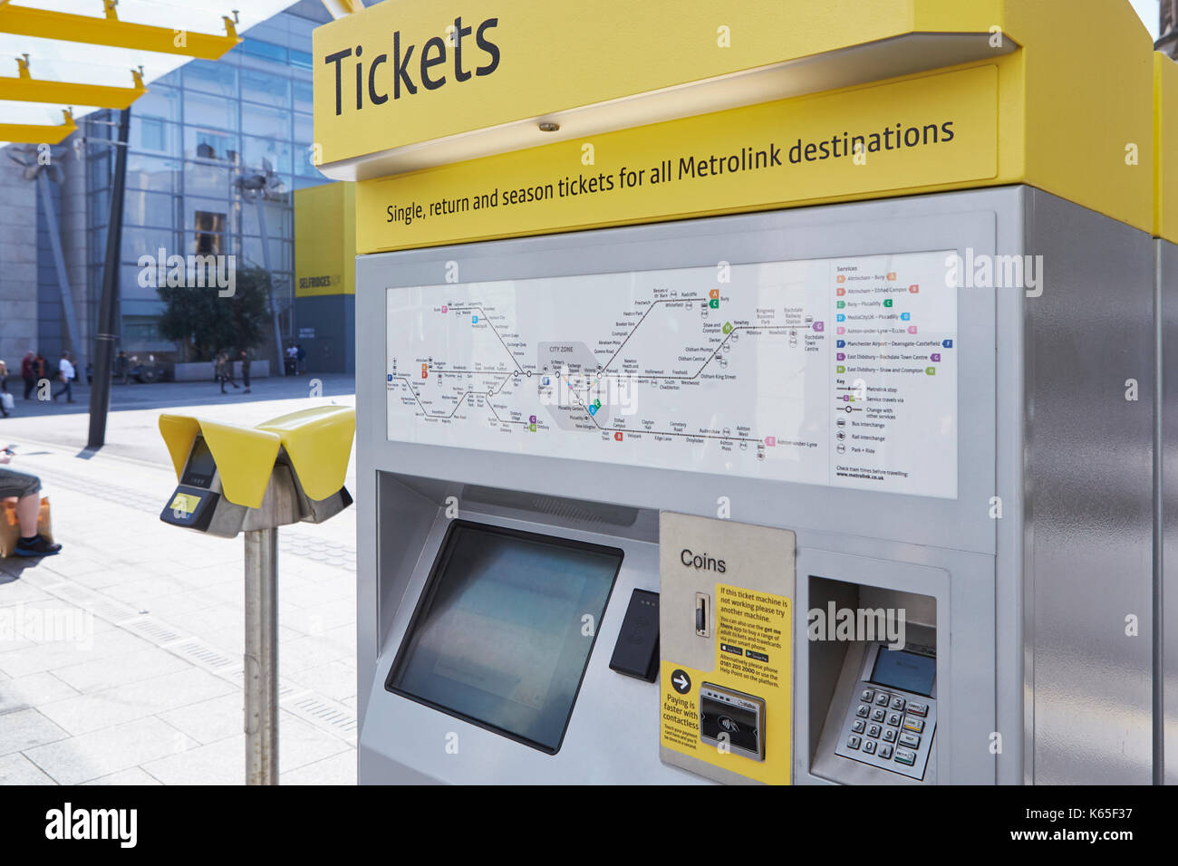 Manchester, UK - 10 May 2017: Tram Ticket Machine On Manchester Metro ...