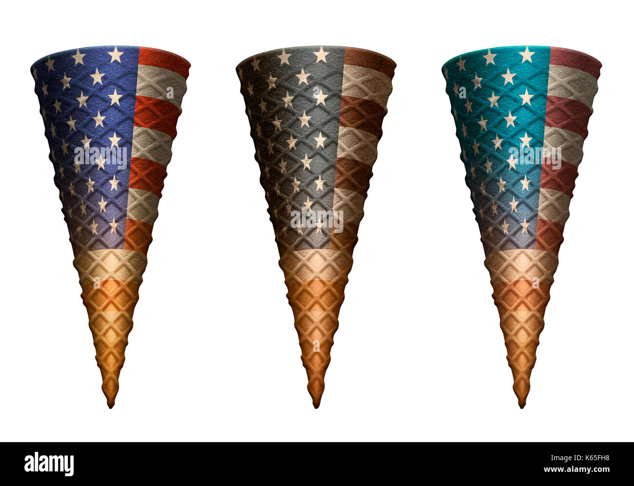 Patriotic or political empty ice cream cones. Includes a clipping path ...