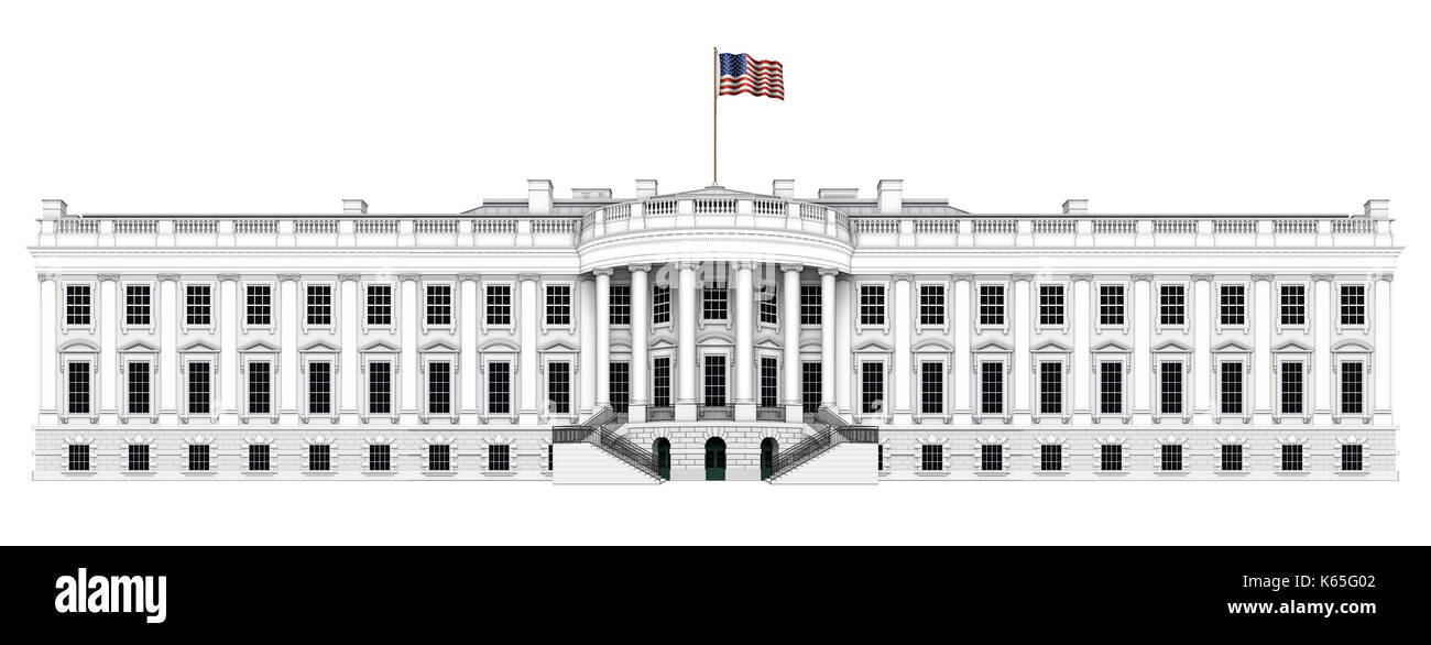 Digital illustration of the south view of the White House expanded to ...