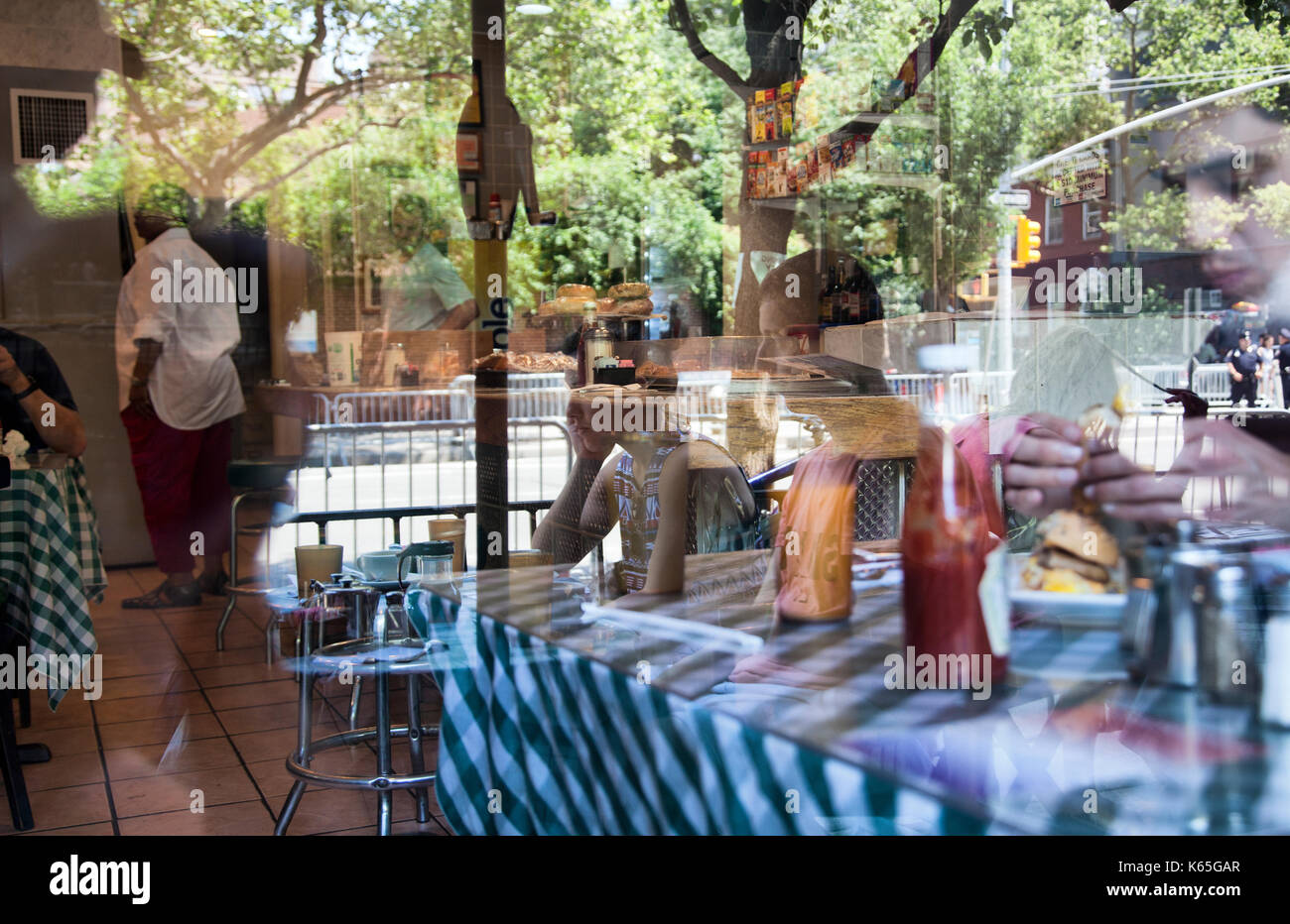 People eating at Diner on Hudson Street in Greenwich Village in NY ...