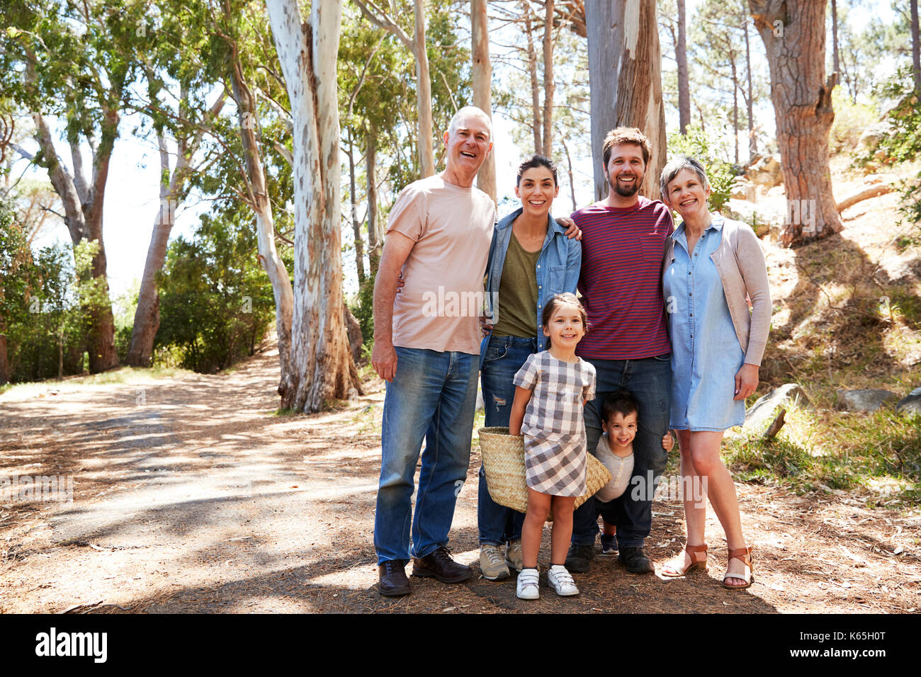 Portrait Of Multi Generation Family On Walk In Countryside Stock Photo ...