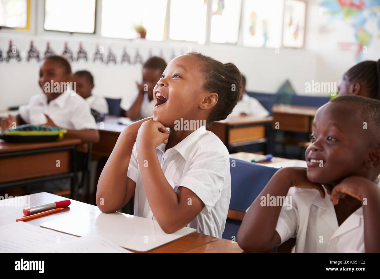 Boy shouting girl classroom hi-res stock photography and images - Alamy