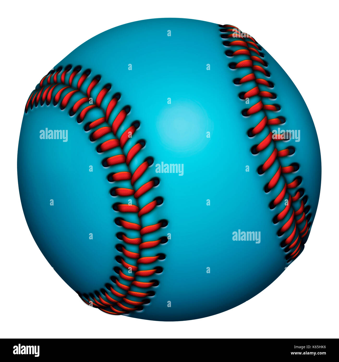 Illustration of a blue baseball with red stitches Stock Photo - Alamy