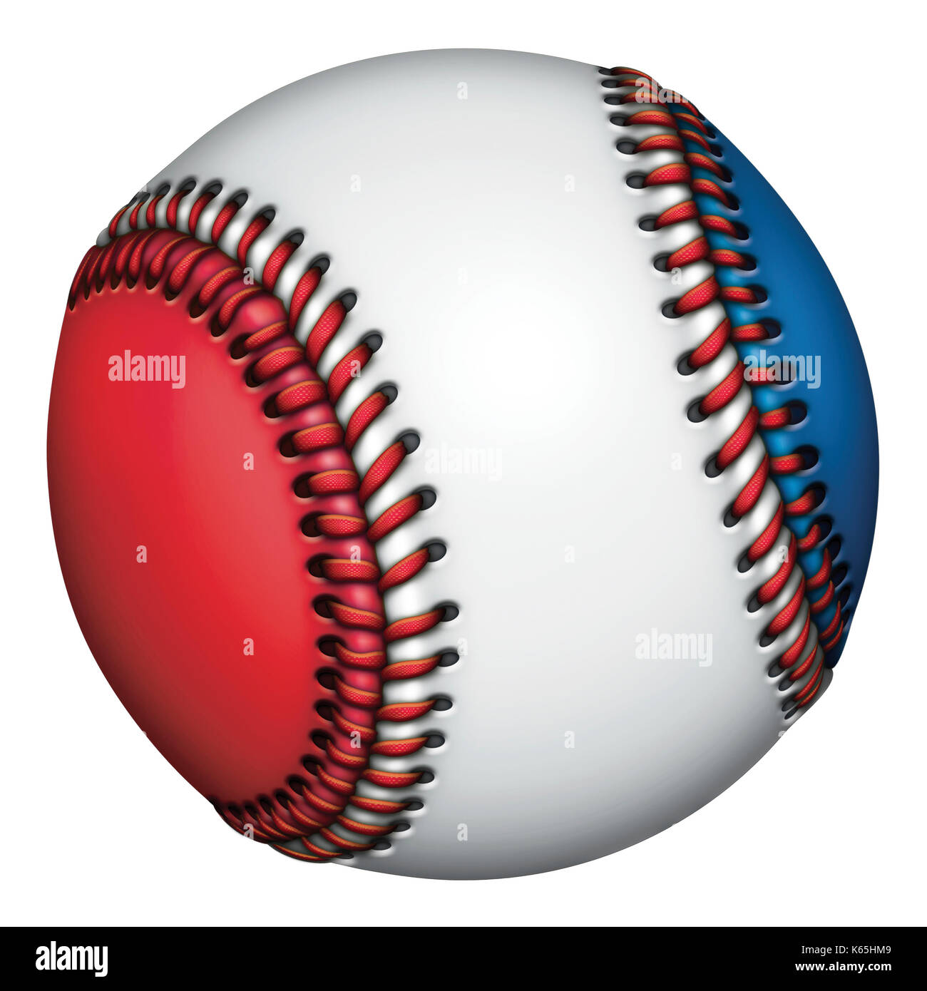 Illustration of a red, white, and blue baseball Stock Photo - Alamy