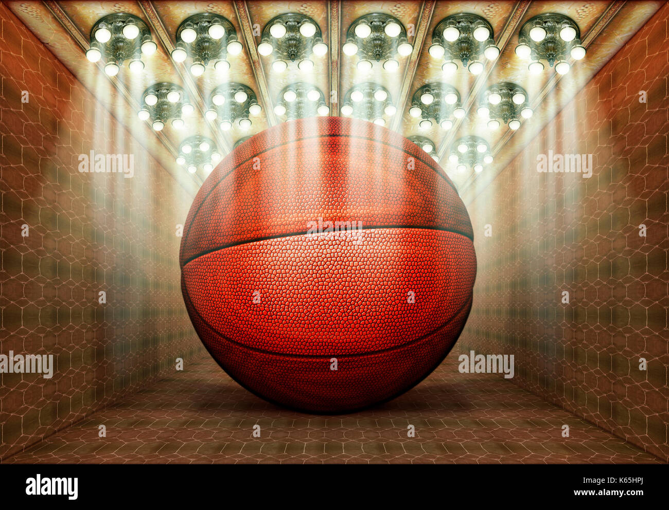 Photo illustration of a basketball in a museum Stock Photo - Alamy