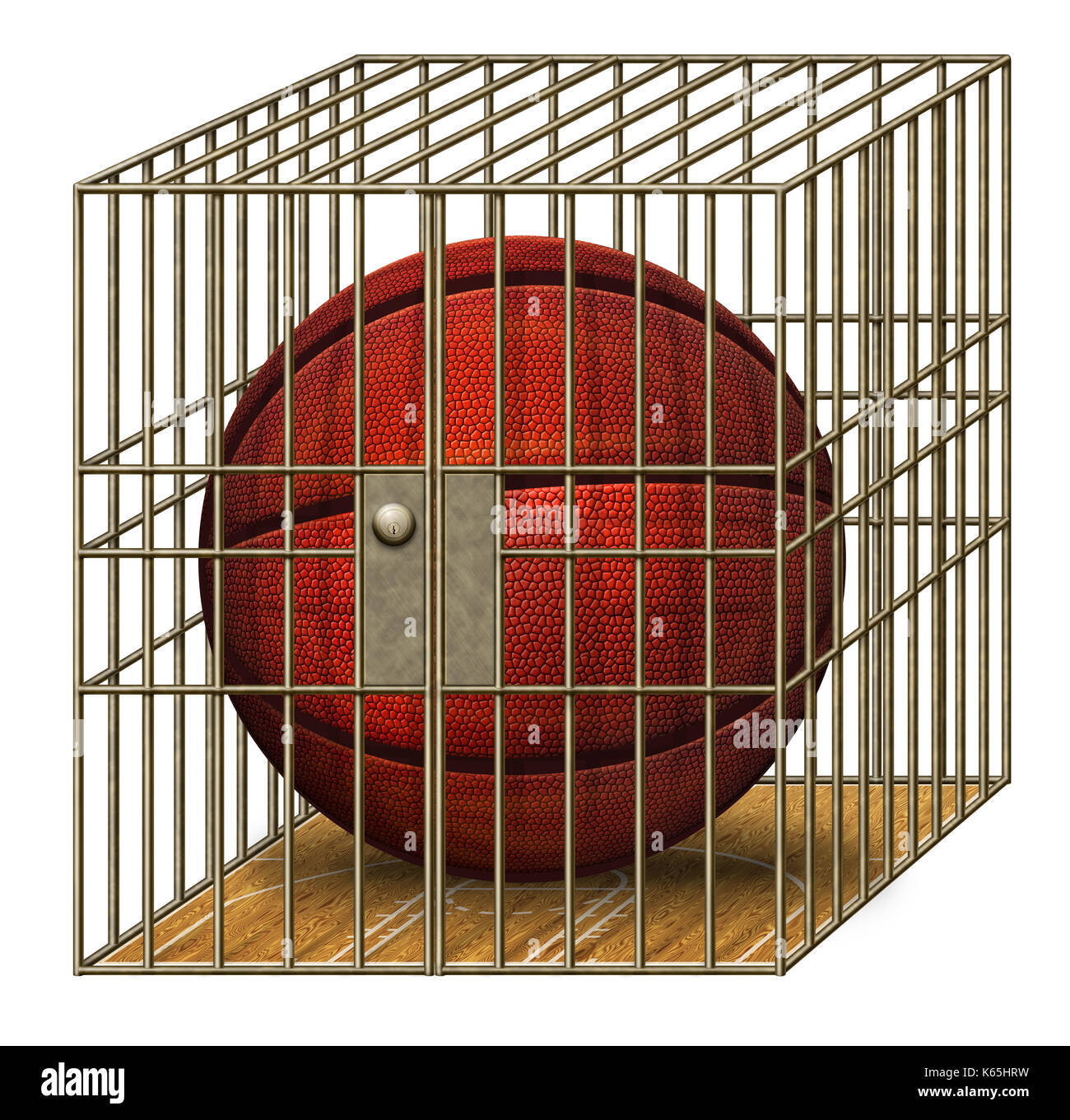 Digital illustration of a basketball in a jail cell Stock Photo - Alamy