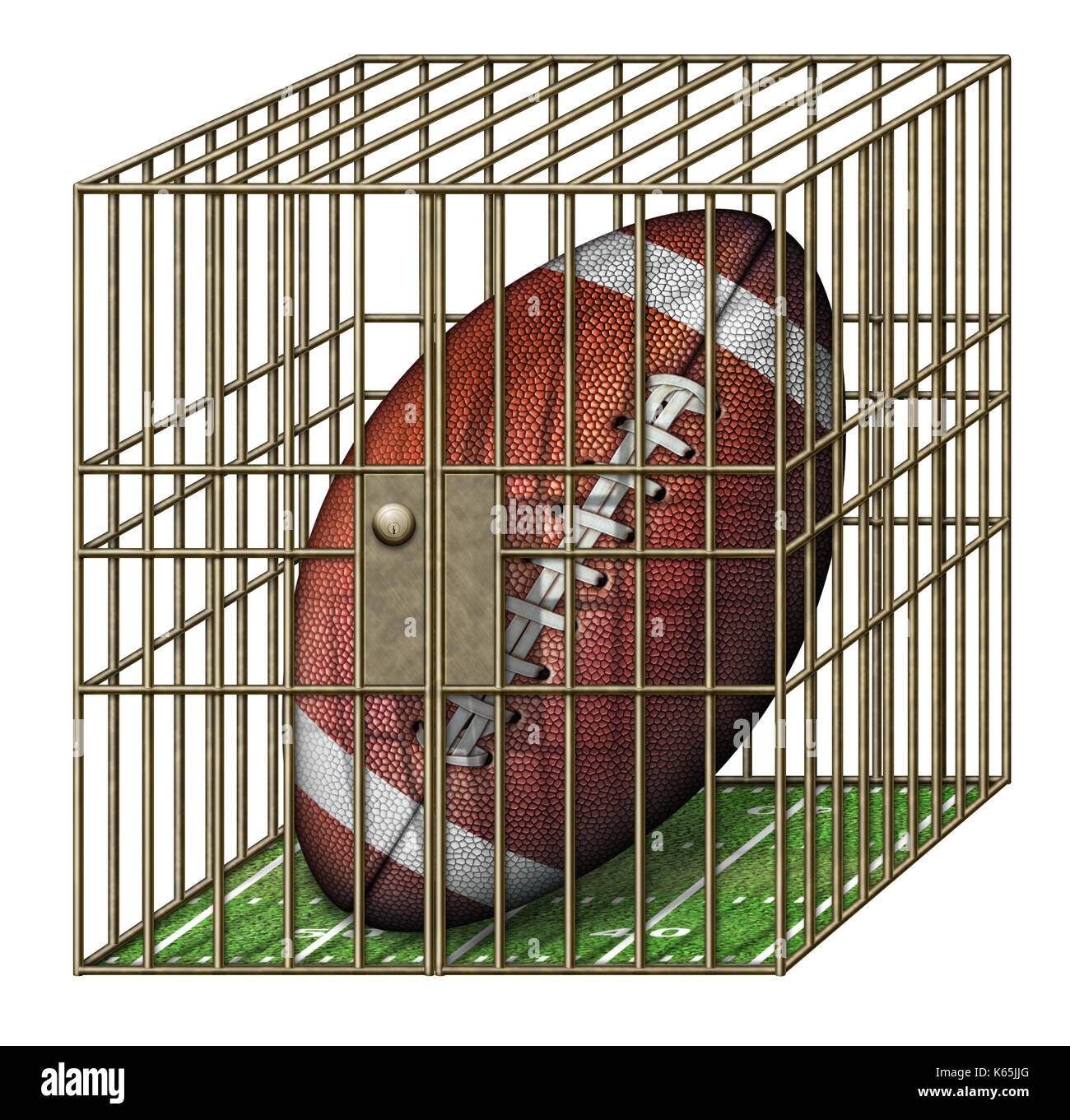 Digital illustration of a football in a jail cell Stock Photo - Alamy