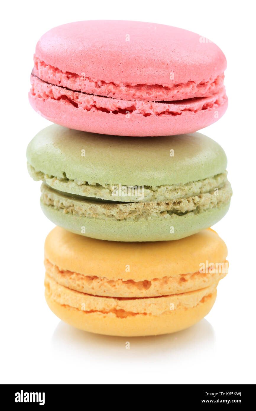 Macarons macaroons colorful cookies stack from France isolated on a ...