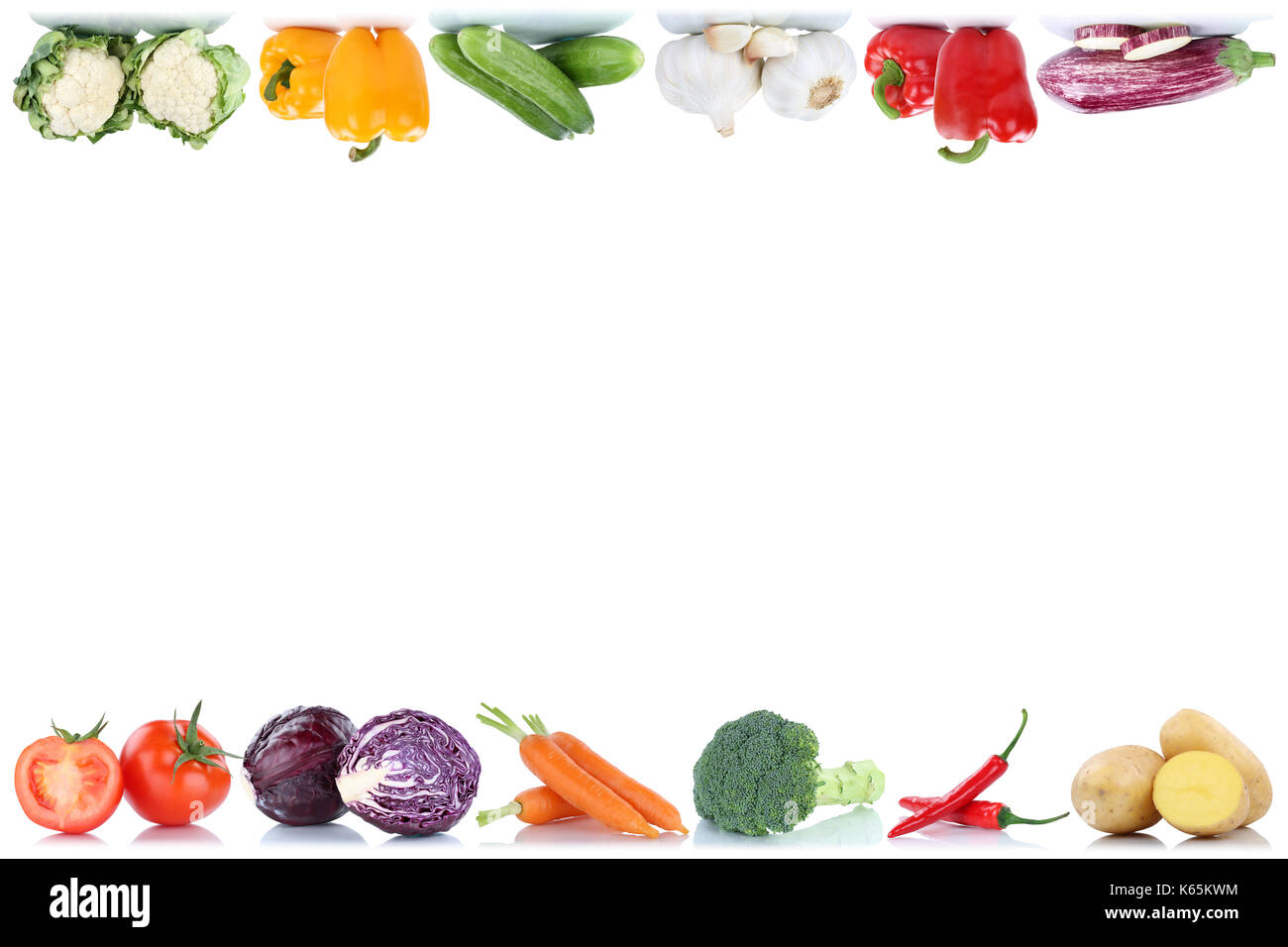 Fruit vegetable border on white hi-res stock photography and images - Alamy