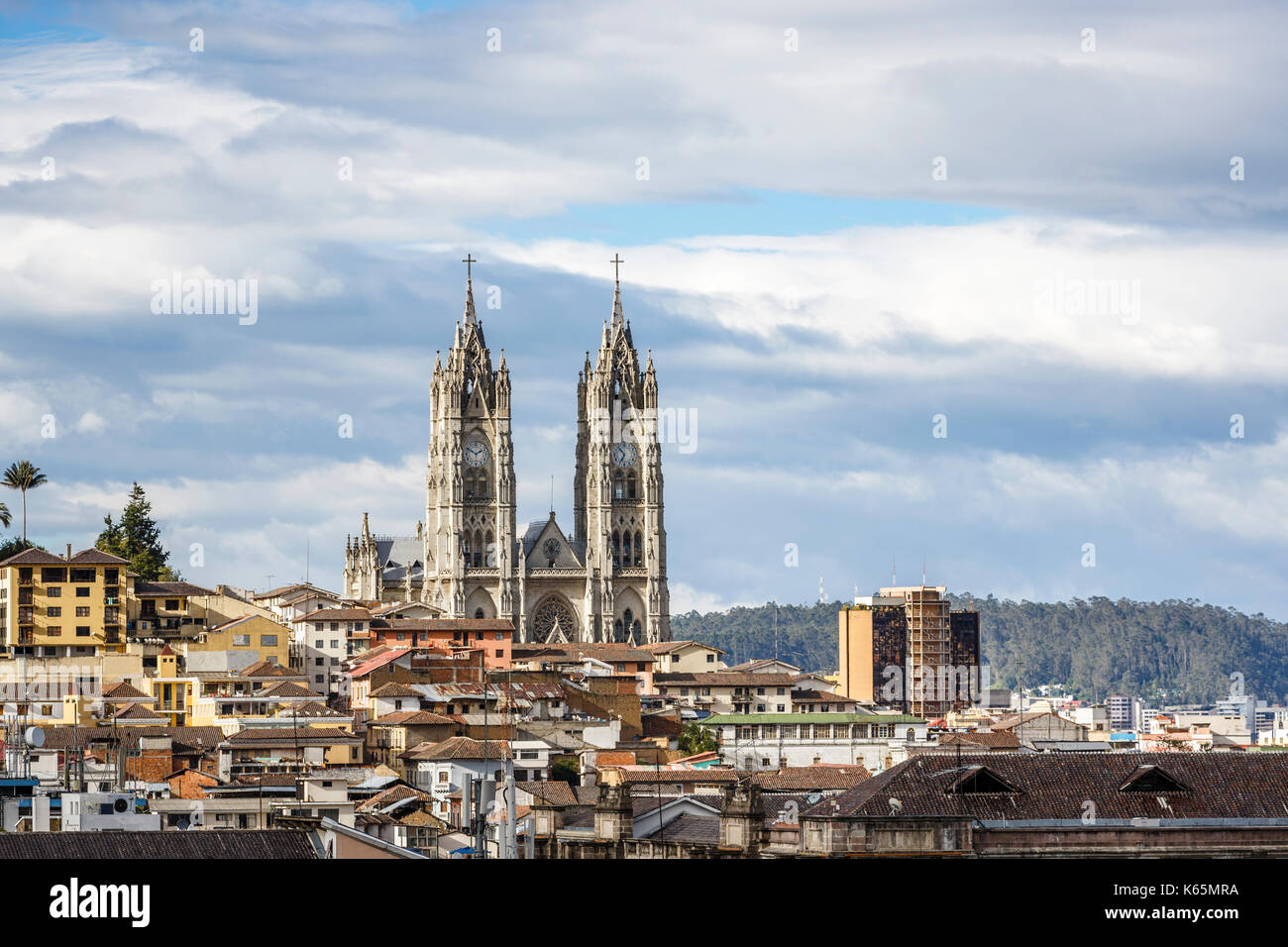 Twin towers of Basilica Del Voto Nacional (Basilica of the National Vow ...