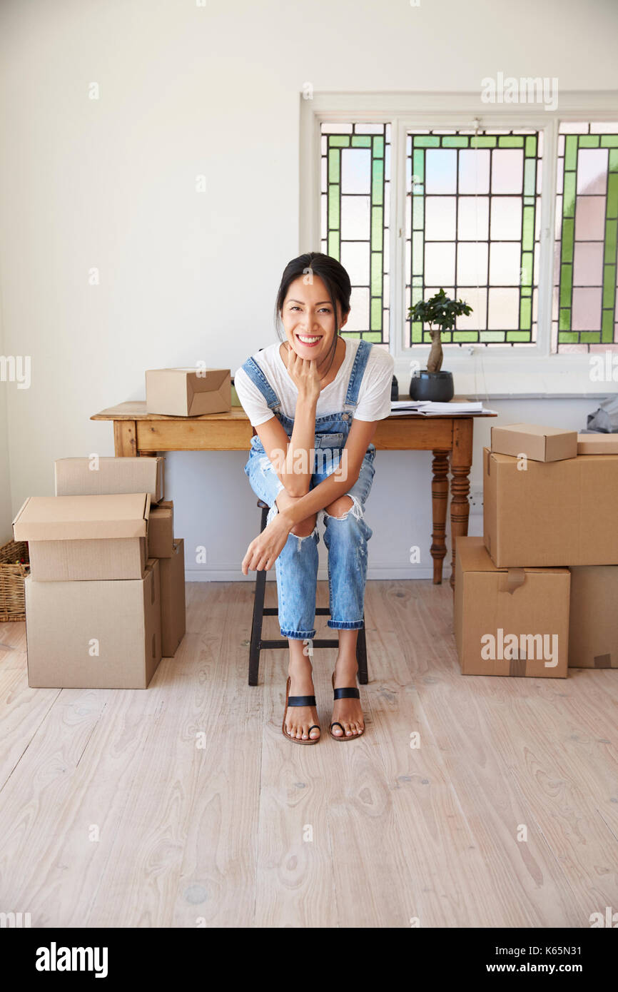 Portrait Of Woman In Bedroom Running Business From Home Stock Photo - Alamy