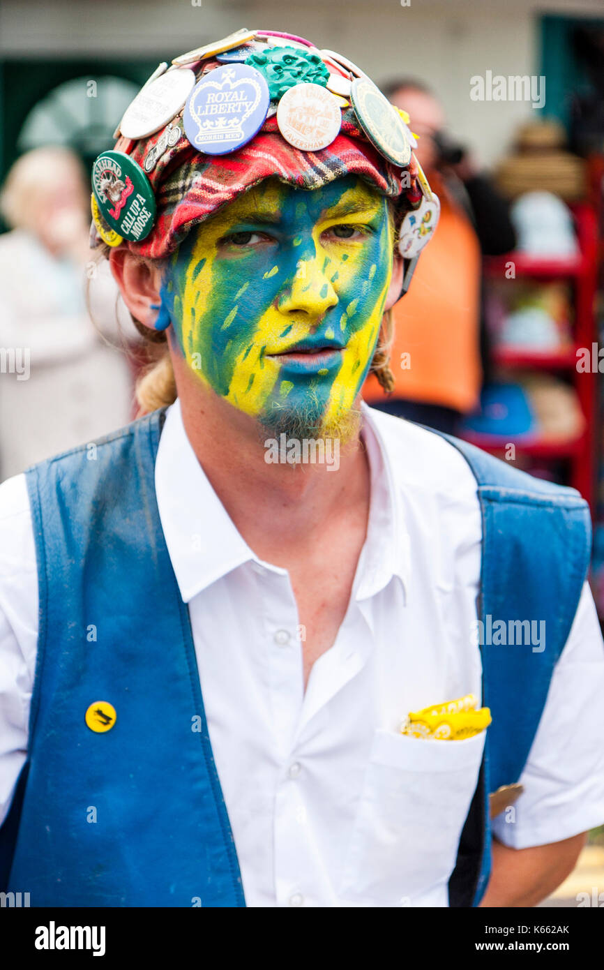Young man, morris dancer, from Royal Liberty Morris, facing with eye ...