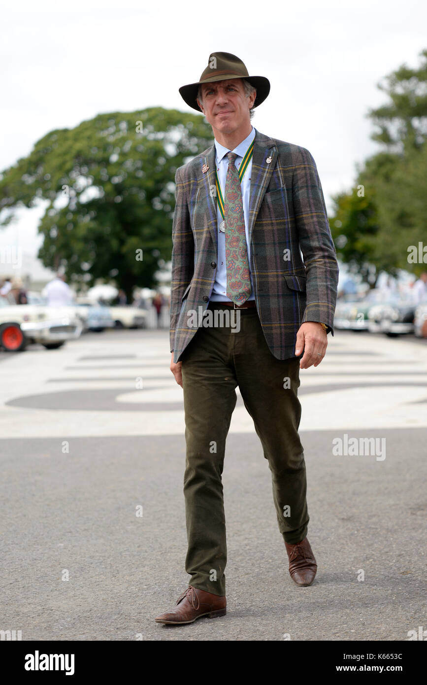 Jason Plato racing driver in period attire at the Goodwood Revival 2017 ...