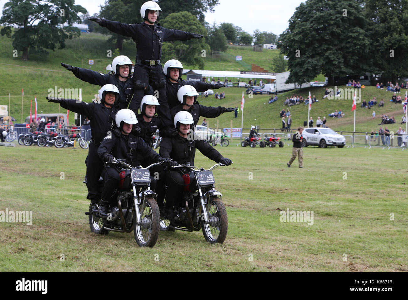 The Royal Signals Regiment, White Helmets motorcycle display team in ...