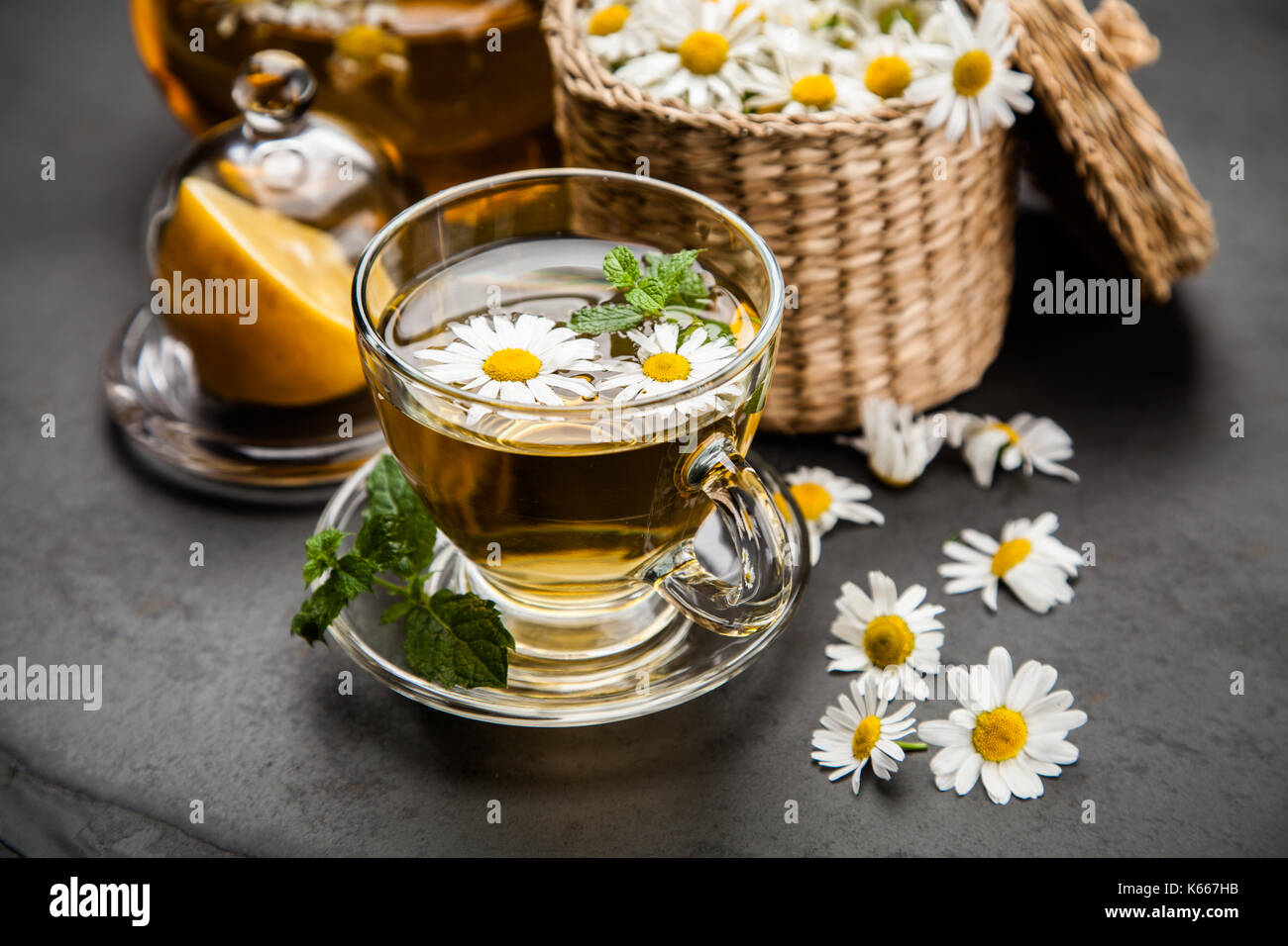 Cup of chamomile tea Stock Photo - Alamy