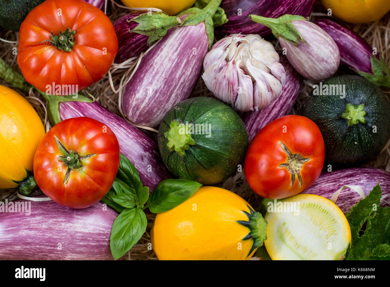 Fresh colorful organic vegetables background or wallpaper - round ...