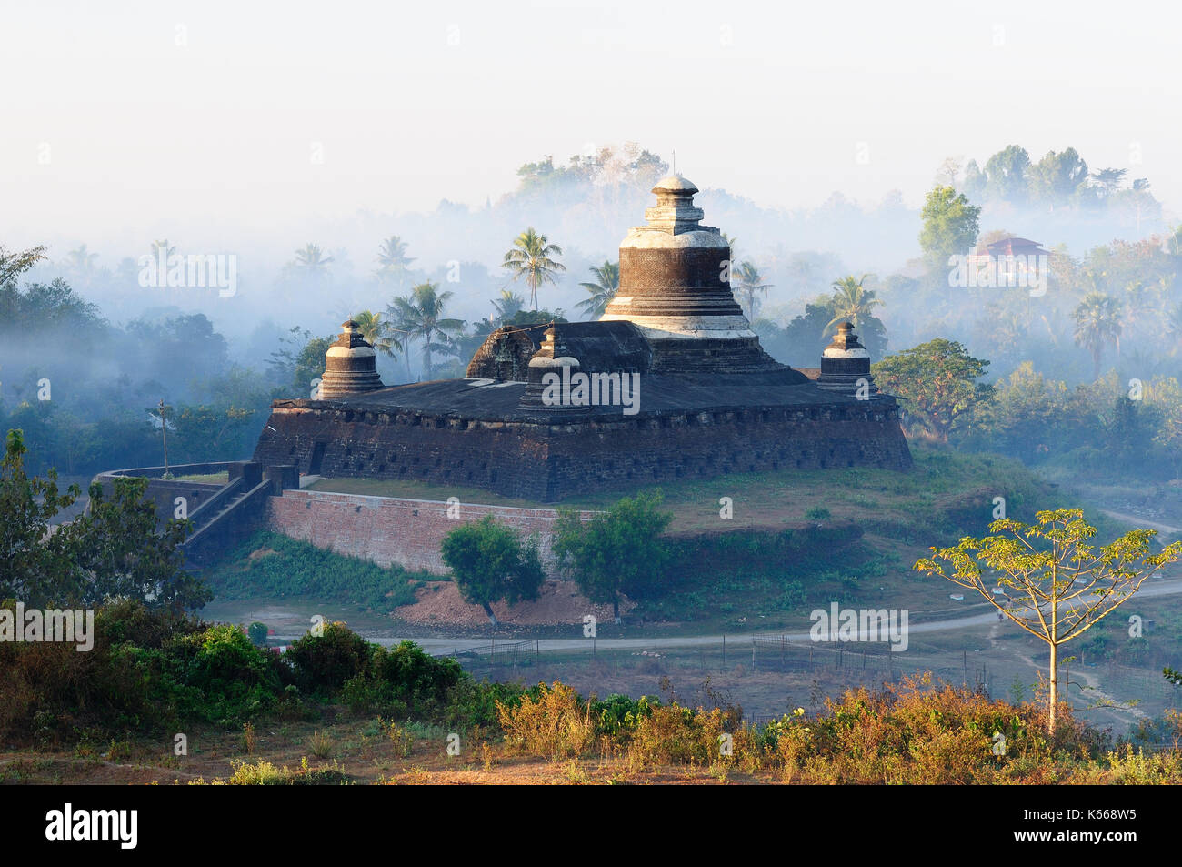 Mrauk U (small Bagan) the ancient Rakhaing capital. Sunrise above the ...