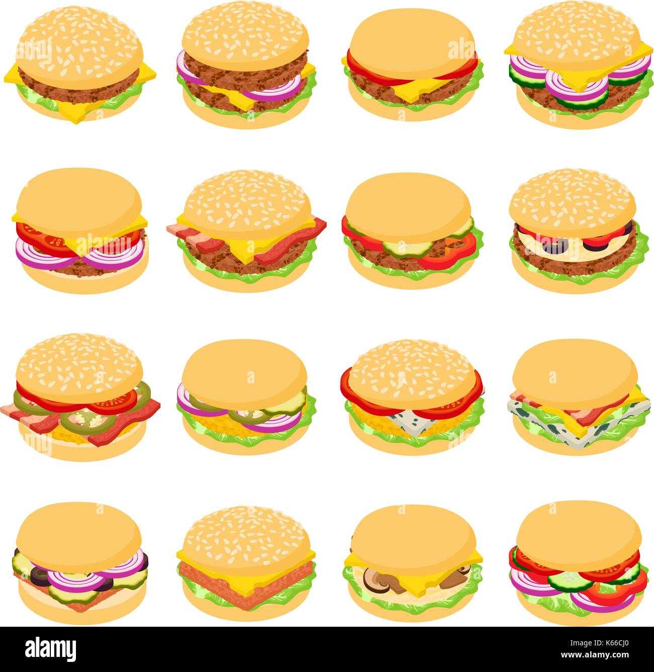 Burger classic icons set, isometric style Stock Vector Image & Art - Alamy