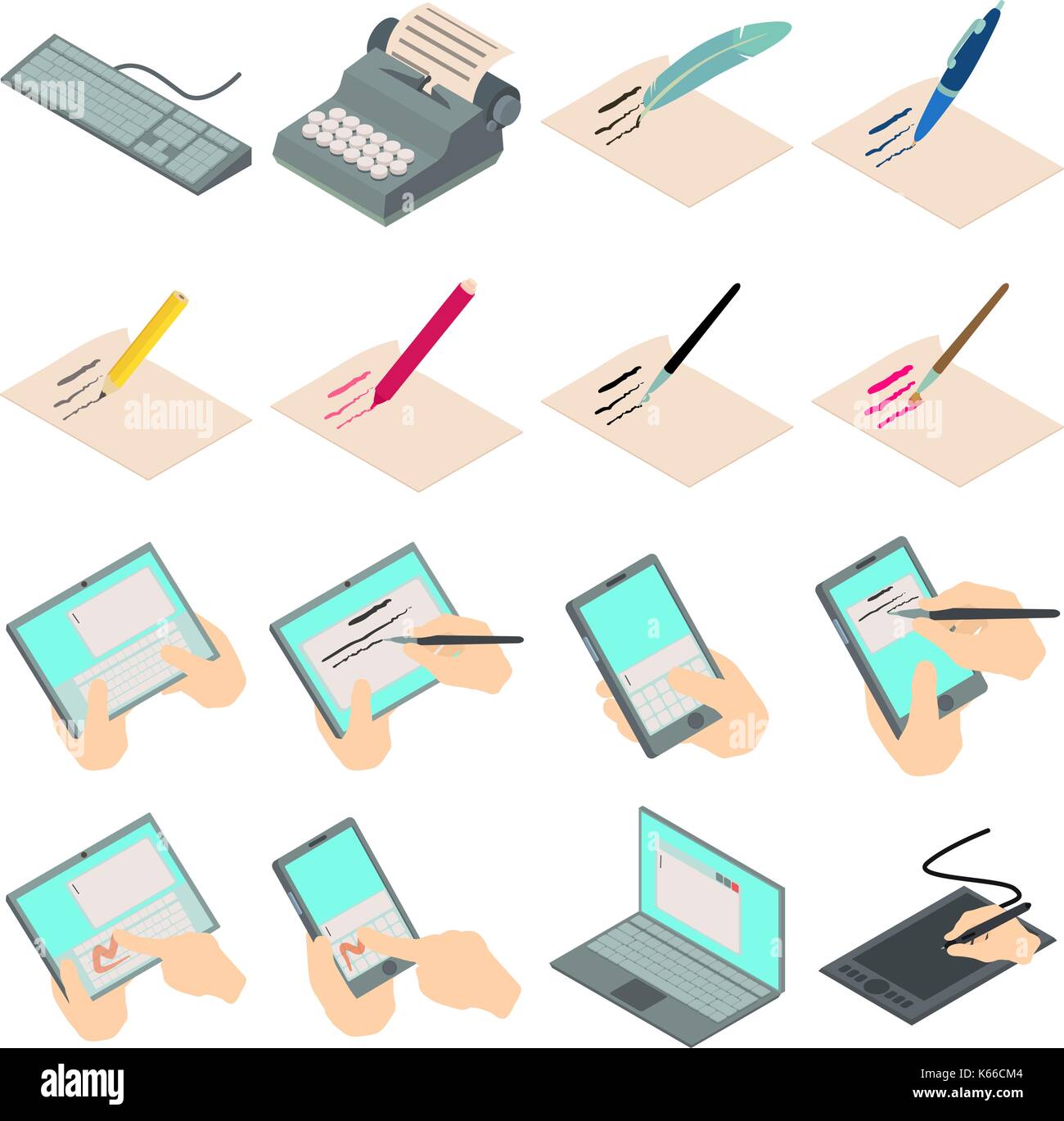 Write letter icons set, isometric style Stock Vector Image & Art - Alamy