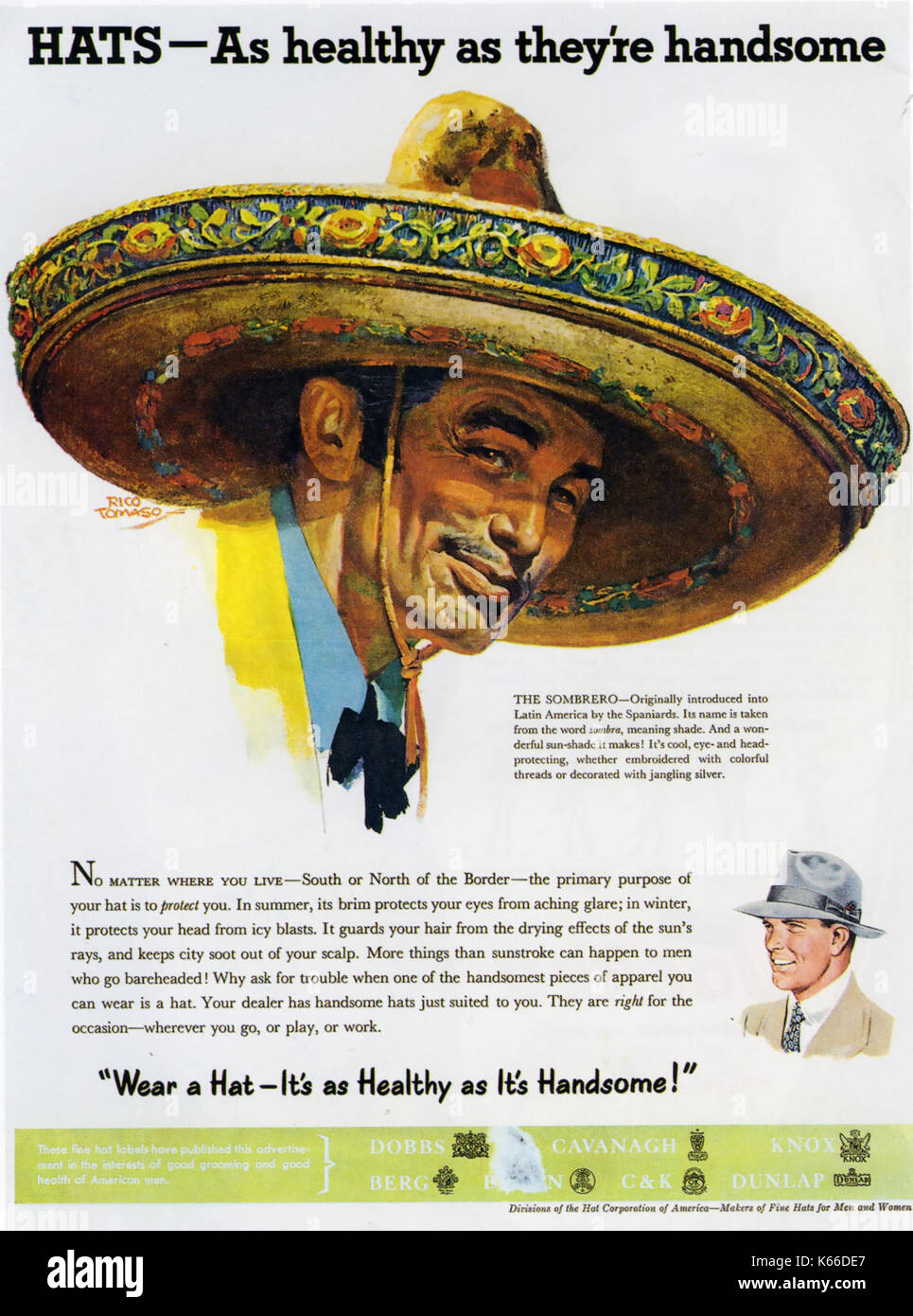 HAT CORPORATION OF AMERICA advert 1952 Stock Photo - Alamy