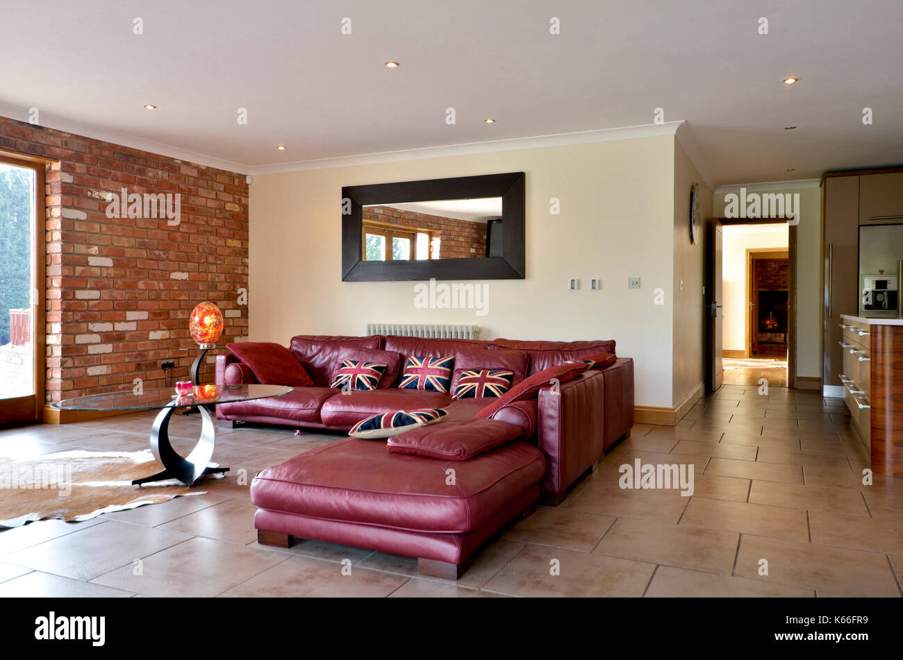 Open living space in luxury new build home Stock Photo - Alamy