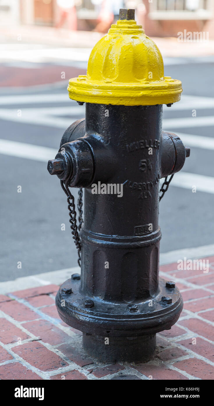 Yellow and Black Fire Hydrant in Boston MA USA Stock Photo - Alamy