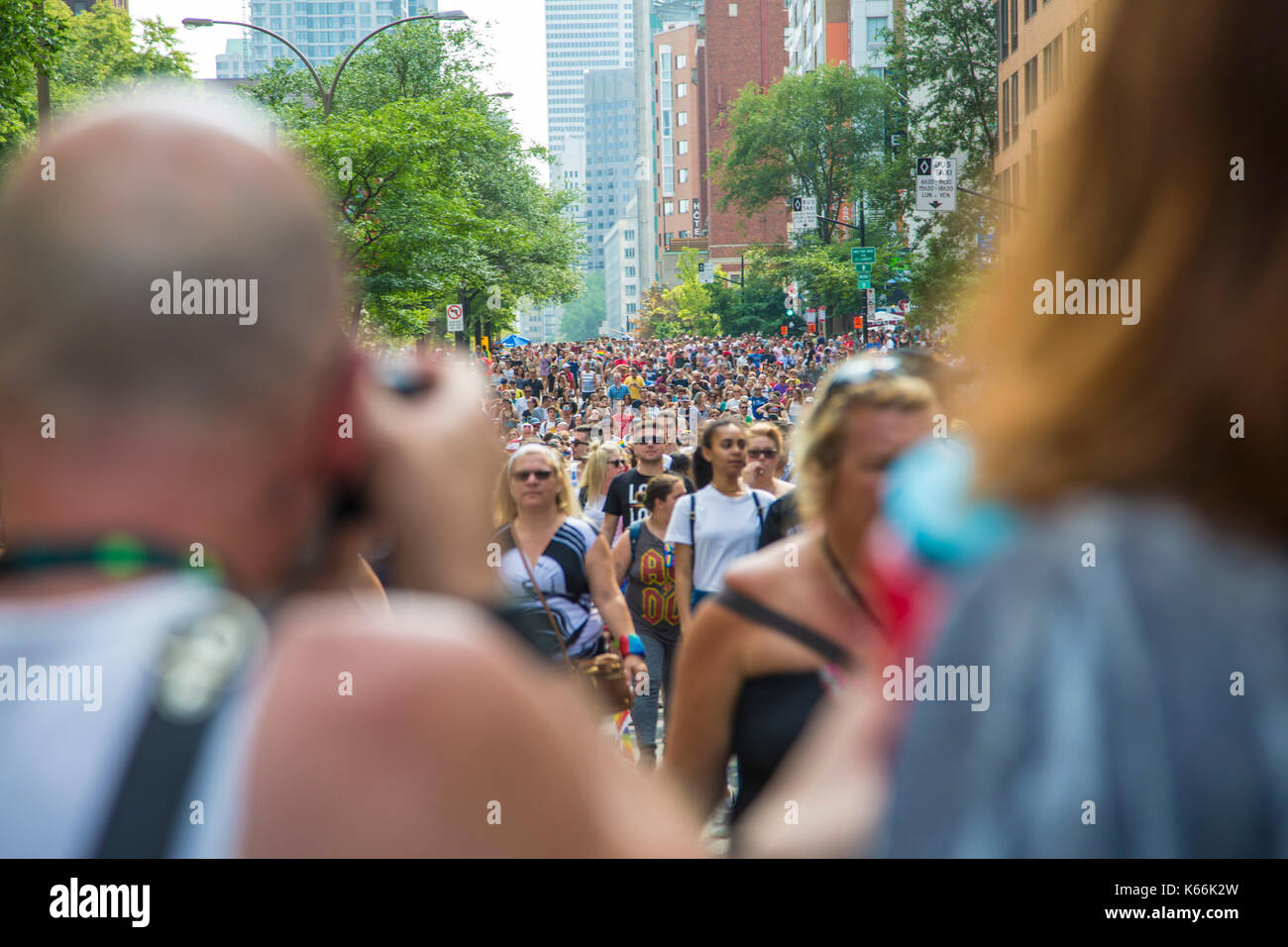 Parade of people summer event in Quebec Canada Stock Photo - Alamy