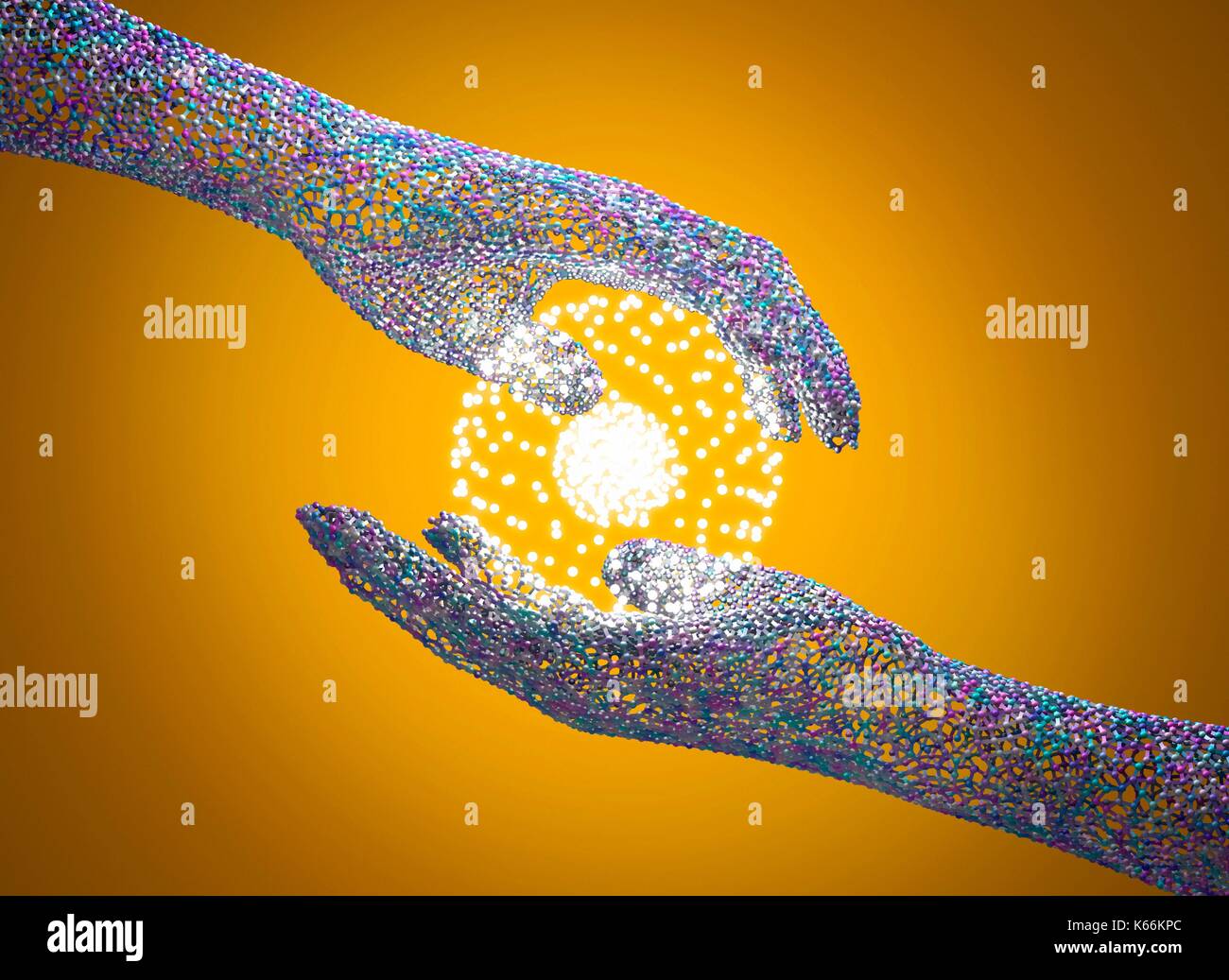 Hands holding sphere, illustration Stock Photo - Alamy