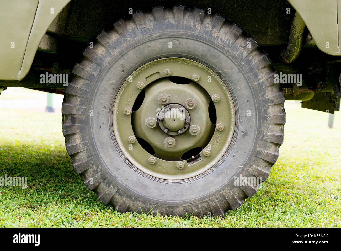 a close up of military vehicle wheel Stock Photo - Alamy